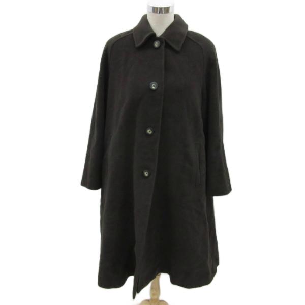 マリナ・リナルディ MARINA RINALDI ステンカラーコート カシミヤ混 15 ダークブラウン ロング丈 /YS51 ■GY58 レディース【表記サイズ】15【実寸サイズ】身幅：58cm　着丈：105cm　ゆき丈：78cm　　【素材...