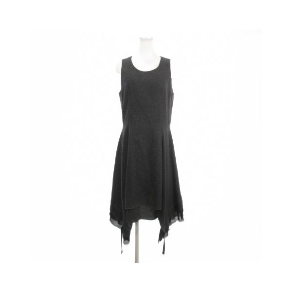 ラデュレ LA DUREE ワンピース 11 グレー ノースリーブ ラウンドネック アシンメトリーヘム /MN18 ■GY58 レディース【表記サイズ】11【実寸サイズ】身幅：45.5cm　総丈：92〜111cm　　【素材】表地　ウール　ナ...