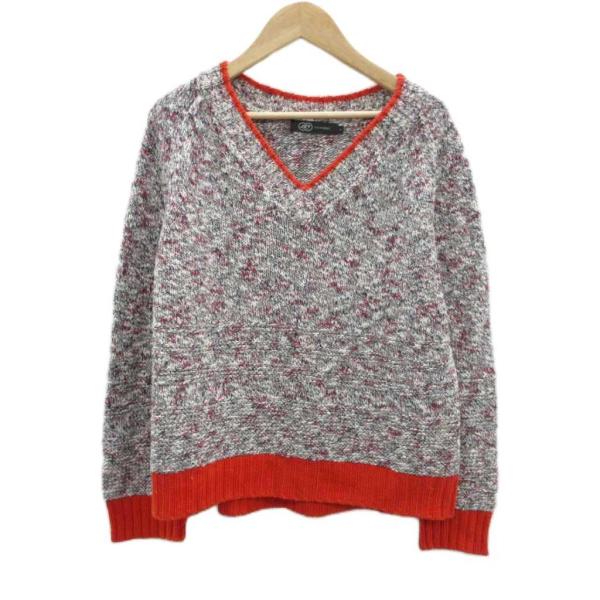 ジェットロサンゼルス JET LOS ANGELES ニット セーター 4 マルチカラー オレンジ Vネック 長袖 /HO66 ■GY58 レディース【表記サイズ】4【実寸サイズ】身幅：51cm　着丈：51.5cm　ゆき丈：67cm　　【素...