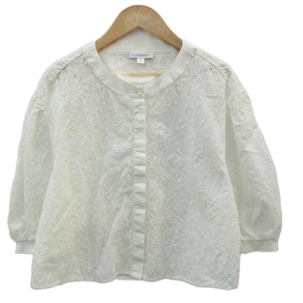 ナラカミーチェ NARA CAMICIE シャツ ブラウス アイレットレース 五分袖 1 オフホワイト /HO47 ■GY58 レディース【ブランド】ナラカミーチェ NARA CAMICIE【表記サイズ】1【実寸サイズ】身幅：49.5cm　...