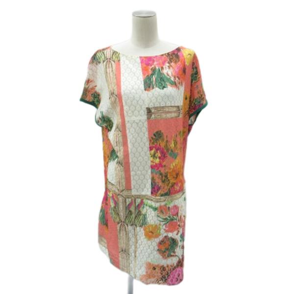 アントニオマラス antonio marras ワンピース 40 ピンク レース 花柄 ラウンドネック ペチコート付 半袖 ひざ丈 ■GY58 レディース【ブランド】アントニオマラス antonio marras【表記サイズ】40【実寸サイ...