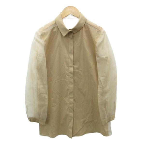 フィロソフィーディアルベルタフェレッティ シアーシャツ ブラウス シルク 36 S 茶 レギュラーカラー 長袖 切替 ■GY58 レディース【ブランド】フィロソフィーディアルベルタフェレッティ PHILOSOPHY di ALBERTA F...
