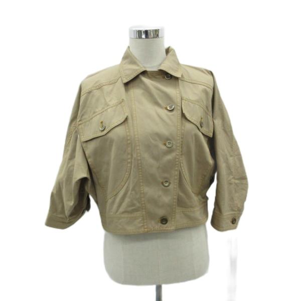 キョウコヒガ KYOKO HIGA ステンカラージャケット ショート丈 M ベージュ /SM20 ■GY58 レディース【表記サイズ】M【実寸サイズ】着丈：47cm　ゆき丈：65cm　裾幅：46cm　　【素材】綿、ポリエステル【色】ベージュ...