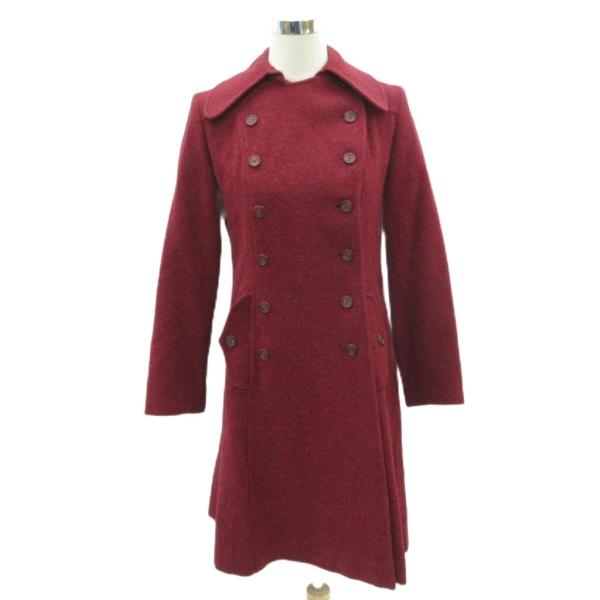 アビ・ピコン ABIT PIQUANT コート ロング丈 M 赤 レッド ダブルブレスト /SM73 ■GY58 レディース【表記サイズ】M【実寸サイズ】肩幅：38cm　身幅：48cm　袖丈：59cm　着丈：96cm　　【素材】表地　毛　ポ...