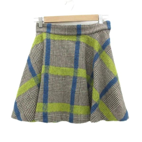 ヒスイ HISUI フレアスカート M グレンチェック柄 ミニ丈 /YS5 ■GY58 レディース【ブランド】ヒスイ HISUI【表記サイズ】M【実寸サイズ】ウエスト：62cm　ヒップ：116cm　スカート丈：42cm　　【素材】毛、ナイロ...