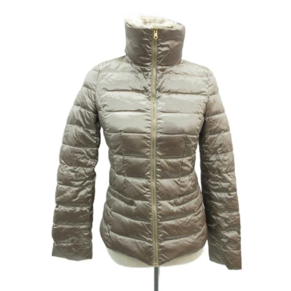 ベネトン BENETTON ダウンジャケット ミドル丈 上着 38 ベージュ フェイクファー メタリック /SM17 ■GY58 レディース【表記サイズ】38【実寸サイズ】肩幅：37cm　身幅：45cm　袖丈：61cm　着丈：62cm　　【...