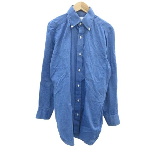 ルイジボレッリ LUIGI BORRELLI カジュアルシャツ 長袖 37 青 ブルー 無地 ボタンダウン /SM43 ■GY58 メンズ【ブランド】ルイジボレッリ LUIGI BORRELLI【表記サイズ】37【実寸サイズ】肩幅：42cm...