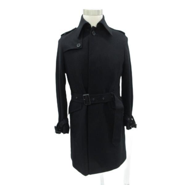 イン&amp;ヤン YIN &amp; YANG ステンカラーコート ロング丈 M 黒 ブラック ベルト付き /HO65 ■GY58 メンズ【ブランド】イン&amp;ヤン YIN &amp; YANG【表記サイズ】M【実寸サイズ】肩幅：40...