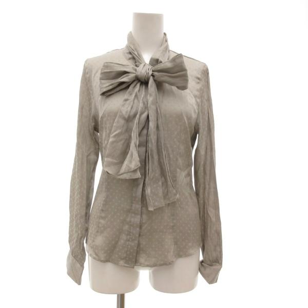 ナラカミーチェ NARA CAMICIE ブラウス 0 グレージュ系 長袖 ボウタイ ドット柄 /YZ ■GY58 レディース【ブランド】ナラカミーチェ NARA CAMICIE【表記サイズ】0【実寸サイズ】肩幅：36cm　身幅：44cm　...