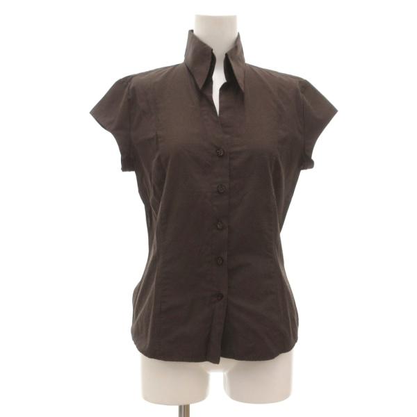 ナラカミーチェ NARA CAMICIE シャツ L シャドーストライプ柄 半袖 茶 ブラウン /YZ ■GY58 レディース【ブランド】ナラカミーチェ NARA CAMICIE【表記サイズ】L【実寸サイズ】肩幅：38cm　身幅：45cm　...