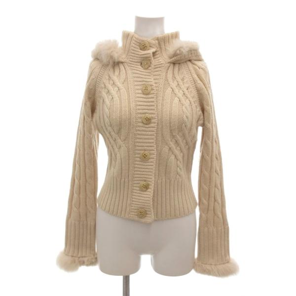 ヴァニラコンフュージョン vanilla confusion カーディガン ニット 38 ベージュ 長袖 ケーブルニット フード付き ラビットファー /NU【ブランド】ヴァニラコンフュージョン vanilla confusion【表記サイズ...