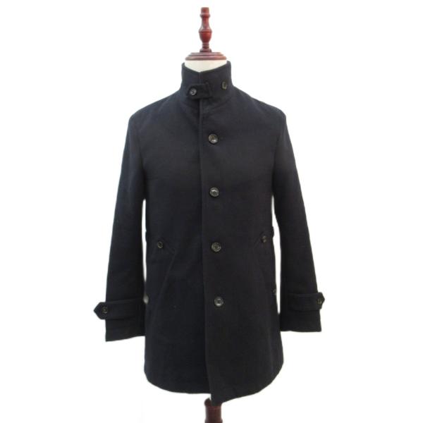 メンズメルローズ MEN'S MELROSE コート ミドル丈 3 紺 ネイビー スタンドカラー ライナー付き /HO61 ■GY58 メンズ【ブランド】メンズメルローズ MEN'S MELROSE【表記サイズ】3【実寸サイズ】肩幅：40c...