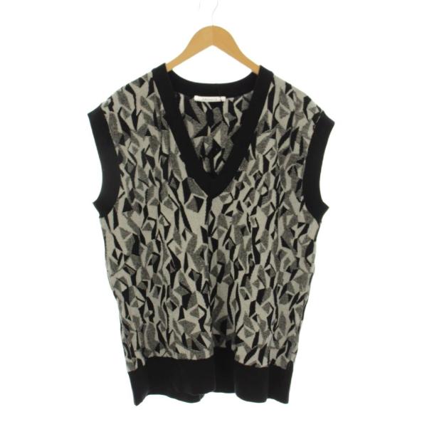 未使用品 ラディエイト RADIATE ニット ベスト 38 白 ホワイト 黒 ブラック Vネック 幾何学模様 袖なし /LP ■GY58 レディース【ブランド】ラディエイト RADIATE【表記サイズ】38【実寸サイズ】身幅：52cm　着...