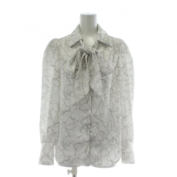 リエンダ rienda シャツ ブラウス FREE 白 ホワイト 花柄 ボウタイ付き パフスリーブ 長袖 /GR ■GY58 レディース【ブランド】リエンダ rienda【表記サイズ】FREE【実寸サイズ】肩幅：34cm　身幅：45cm　着...