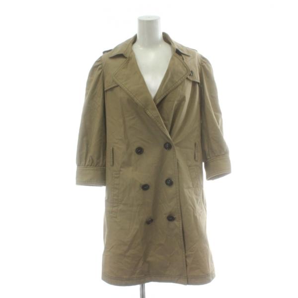 ユリ Juli コート F 茶 ブラウン 七分袖 ダブルブレスト テーラードカラー ミドル丈 /PP ■GY58 レディース【表記サイズ】F【実寸サイズ】肩幅：約35cm　身幅：約55cm　着丈：約89cm　袖丈：約44cm　　【素材】綿　...