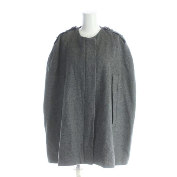 ルパニエ IL PANIER  ポンチョ 上着 ウール M グレー ラウンドネック 袖なし 肩タブ装飾 /LP ■GY58 レディース【表記サイズ】M【実寸サイズ】身幅：ーcm　着丈：65cm　　【素材】毛、ポリエステル【色】グレー【状態】...