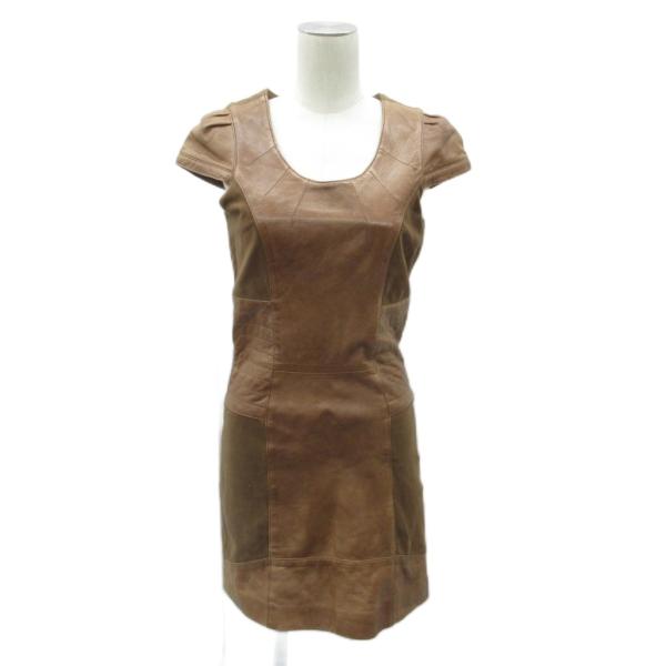 パオラフラーニ PAOLA FRANI レザーワンピース ミニ丈 半袖 40 茶 ブラウン /SM31 ■GY58 レディース【ブランド】パオラフラーニ PAOLA FRANI【表記サイズ】40【実寸サイズ】身幅：41cm　総丈：84cm　...