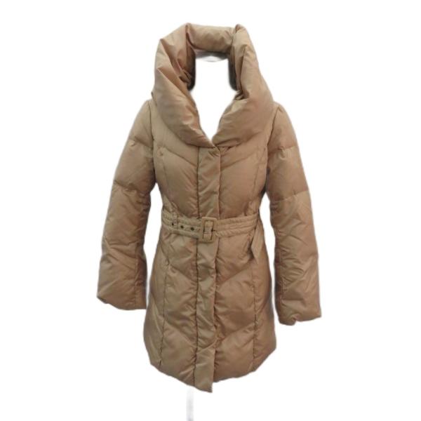 ラ セーヌ プリヴェ La scene privee ダウンコート ロング丈 9AR ベージュ ボリューム襟 ベルト付き /MA3 ■GY58 レディース【表記サイズ】9AR【実寸サイズ】肩幅：40cm　身幅：48cm　袖丈：60cm　着丈...