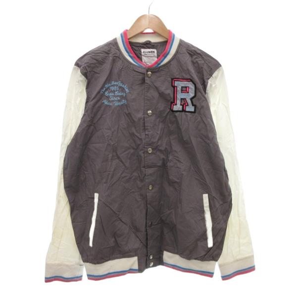 BLUMEN ジャケット XL グレー 白 ホワイト スナップボタン ワッペン刺繍 /NL ■GY58 メンズ【表記サイズ】XL【実寸サイズ】肩幅：49cm　身幅：58cm　袖丈：67cm　着丈：70cm　　【素材】綿【色】グレー 白 ホワ...