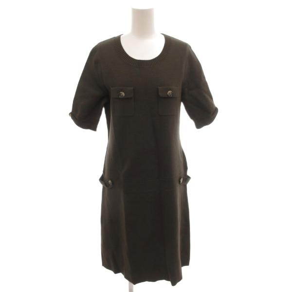 プレミス Premise for theory luxe ニットワンピース 半袖 ひざ丈 ウール 2 茶 ブラウン /FF ■GY60 レディース【ブランド】プレミス Premise【表記サイズ】40【実寸サイズ】肩幅：36cm　身幅：42...