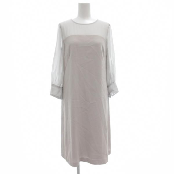 未使用品 ストロベリーフィールズ STRAWBERRY-FIELDS タグ付き 長袖ワンピース ひざ丈 シアー切替 シフォン 2 グレー /GV ■GY60【ブランド】ストロベリーフィールズ STRAWBERRY-FIELDS【表記サイズ】...