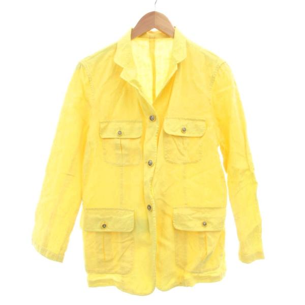 クリッツィア KRIZIA ジャケット 麻 リネン I44 黄 イエロー 長袖 襟付き フラップポケット /TZ ■GY60 レディース【ブランド】クリッツィア KRIZIA【表記サイズ】I44【実寸サイズ】肩幅：41cm　身幅：50cm　...