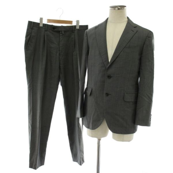 ヒルトン HILTON スーツ セットアップ テーラードジャケット シングル 2B 背抜き パンツ スラックス ジップフライ ウール AB5 グレー【ブランド】ヒルトン HILTON【表記サイズ】AB5【実寸サイズ】ジャケット 肩幅：41c...