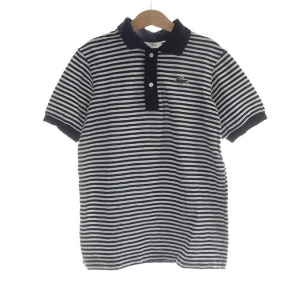 ラコステ LACOSTE キッズ ポロシャツ 12才 白 ホワイト 紺 ネイビー ストライプ柄 ポロ襟 半袖 /AB ■GY58 キッズ【ブランド】ラコステ LACOSTE【表記サイズ】12才【実寸サイズ】肩幅：約32.5cm　身幅：約39...