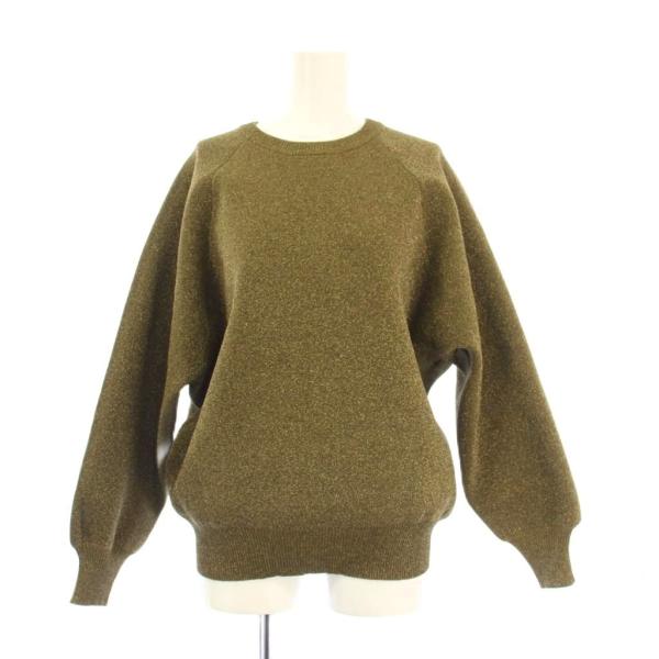 アバハウス ABAHOUSE mavie トレーナー 長袖 クルーネック ストレッチ ワンカラー ラメ F カーキ /BB ■GY58 レディース【ブランド】アバハウス ABAHOUSE【表記サイズ】F【実寸サイズ】身幅：62cm　着丈：5...