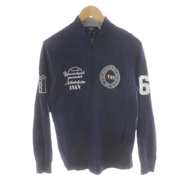 ミスターヴァン MR.VAN ジャケット 上着 M 紺 ネイビー 長袖 スタンドカラー ジップアップ ロゴ 刺繍 /AN14 ■GY58 メンズ【表記サイズ】M【実寸サイズ】肩幅：約42cm　身幅：約50cm　着丈：約67cm　袖丈：約59...