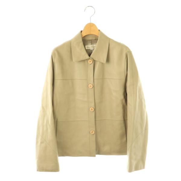 ガーデリヨン GARE DE LYON レザージャケット アウター 11 ベージュ /NR ■OS ■GY58 レディース【表記サイズ】11【実寸サイズ】肩幅：39.5cm　身幅：49cm　着丈：56cm　袖丈：58.5cm　　【素材】表地...