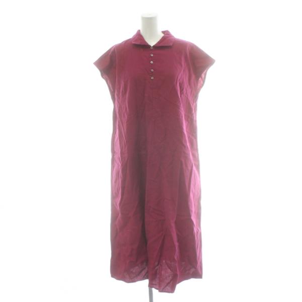 未使用品 パラスパレス Pallas Palace タグ付き ワンピース 麻 リネン 3 紫 パープル ポロカラー フレンチスリーブ ボタン付き【ブランド】パラスパレス Pallas Palace【表記サイズ】3【実寸サイズ】肩幅：約58c...