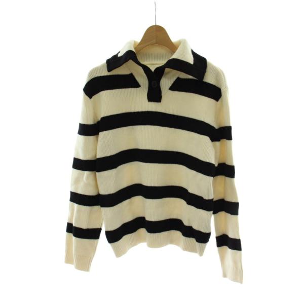 ザラ ZARA 子ども服（女の子用） 13-14 ニット セーター 白 ホワイト 黒 ブラック ボーダー柄 ポロ襟 長袖 トップス /PP ■GY60 キッズ【ブランド】ザラ ZARA【表記サイズ】13-14【実寸サイズ】肩幅：約41cm　...