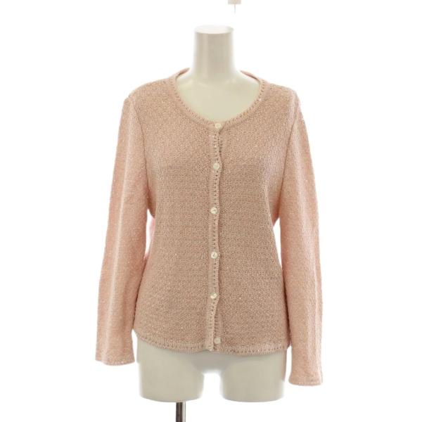 ハナエモリ HANAE MORI ハナエモリアルマアンローズ HANAE MORI ALMA EN ROSE ニットカーディガン 38 ピンク ラメ入り Vネック 長袖【ブランド】ハナエモリ HANAE MORI【表記サイズ】38【実寸サイ...