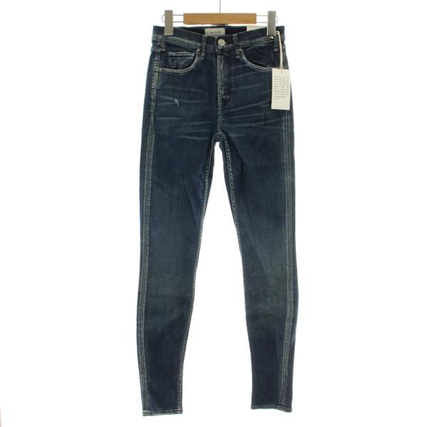 未使用品 マグワイア MCGUIRE デニムパンツ ジーンズ スキニー ジップフライ 24 インディゴ 紺 ネイビー /XZ ■GY60 レディース【表記サイズ】24【実寸サイズ】ウエスト：61cm　もも幅：19cm　裾幅：11cm　股上：...