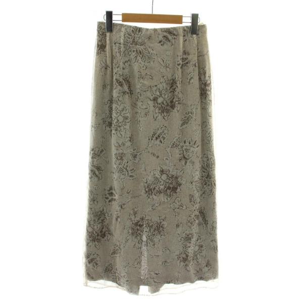 パリエンヌ PARIENNE タイトスカート ロング 総柄 9 グレー 茶色 ブラウン /XZ ■GY60 レディース【表記サイズ】9【実寸サイズ】ウエスト：62cm　ヒップ：80cm　スカート丈：80.5cm　　【素材】ポリエステル【色】...