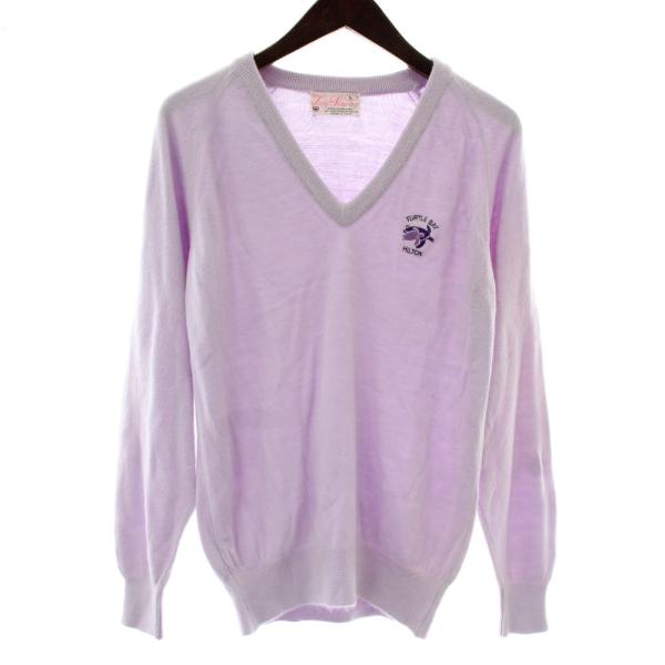 レディーピカリング Lady Pickering ニット セーター 長袖 Vネック 刺繍 L 紫 パープル /XZ ■GY60 レディース【表記サイズ】L【実寸サイズ】身幅：46cm　着丈：61.5cm　ゆき丈：75cm　　【素材】アクリル...