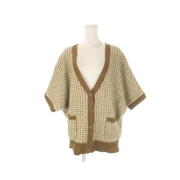 ビュルデサボン bulle de savon カーディガン ウール F 茶 ブラウン ラメ Vネック 編み柄 半袖 /CK24 ■GY58 レディース【ブランド】ビュルデサボン bulle de savon【表記サイズ】F【実寸サイズ】身幅...