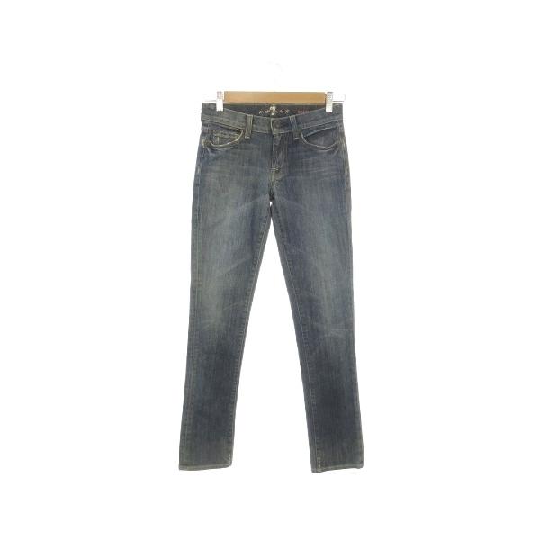 未使用品 セブンフォーオールマンカインド 7 For All Mankind Roxanne デニム ジーンズ 24 青 ブルー インディゴ 無地 長ズボン /MN19【表記サイズ】24【実寸サイズ】ウエスト：67cm　もも幅：22cm　裾...