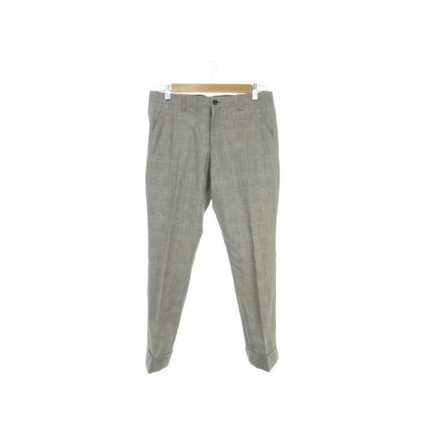 ラウンジリザード LOUNGE LIZARD トラウザーパンツ テーパード ウール 2 グレー グレンチェック柄 裾カフス 長ズボン /AH9 ■GY58【ブランド】ラウンジリザード LOUNGE LIZARD【表記サイズ】2【実寸サイズ】...