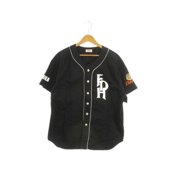 FDH 福岡ダイエーホークス レプリカユニフォーム シャツ 野球 黒 ブラック 半袖 Vネック ロゴ刺繍 /MN27 ■GY58 メンズ レディース【表記サイズ】サイズ表記なし(実寸サイズをご参考ください。)【実寸サイズ】肩幅：55cm　身...