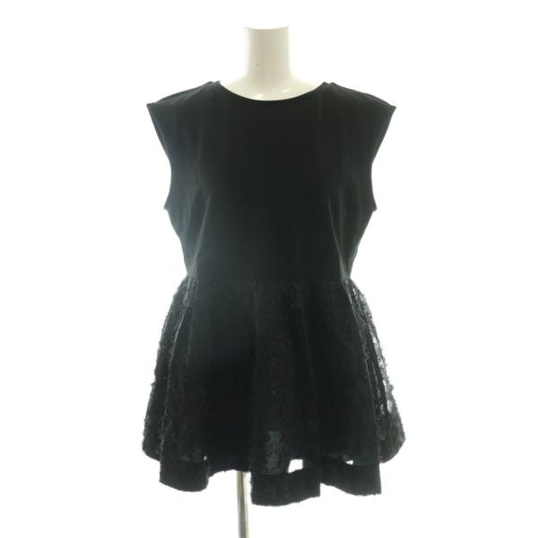 アプワイザーリッシェ Apuweiser-riche カットソー 2 黒 ブラック ラウンドネック ノースリーブ レース切り替え /AG ■OS ■GY60【ブランド】アプワイザーリッシェ Apuweiser-riche【表記サイズ】2【実...