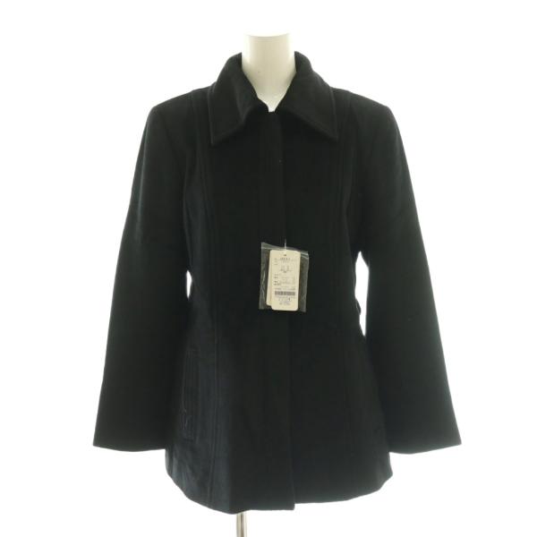 未使用品 元町ゼラール Motomachi Zelal  ショートコート ウール 9 黒 ブラック 無地 レギュラーカラー 長袖 /AG ■OS ■GY60【表記サイズ】9【実寸サイズ】肩幅：約39cm　身幅：約46cm　袖丈：約56cm　...