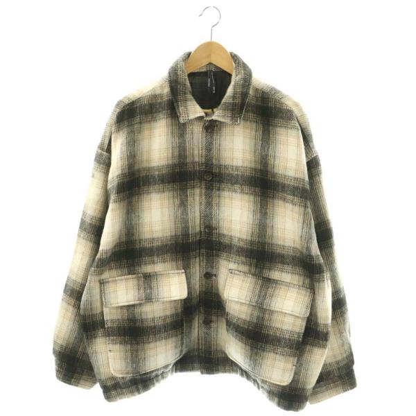 ハルハム HALHAM ジャケット アウター チェック XL ベージュ 白 黒 /NR ■GY60 メンズ【表記サイズ】XL【実寸サイズ】肩幅：60.5cm　身幅：67cm　着丈：73.5cm　袖丈：55cm　　【素材】表地 ポリエステル　...