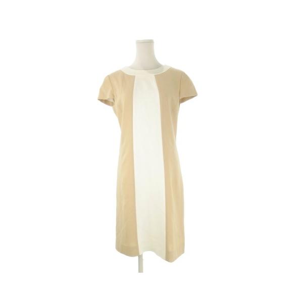 ピエールカルダン Pierre Cardin ワンピース 38 ベージュ 半袖 ラウンドネック パネルデザイン /CK26 ■GY63 レディース【ブランド】ピエールカルダン Pierre Cardin【表記サイズ】38【実寸サイズ】肩幅：...