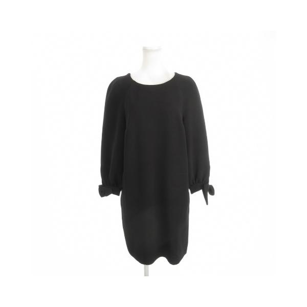 タラジャーモン  TARA JARMON ワンピース 36 黒 ブラック 長袖 ラウンドネック 袖口リボン /AH26 ■GY63 レディース【ブランド】タラジャーモン  TARA JARMON【表記サイズ】36【実寸サイズ】身幅：45cm...