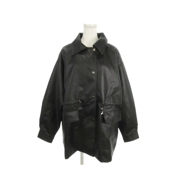 未使用品 クラシカルエルフ CLASSICAL ELF フェイクレザージャケット 上着 F 黒 ブラック 長袖 襟付き フラップポケット /MN12 ■GY63【表記サイズ】F【実寸サイズ】身幅：63cm　着丈：67cm　ゆき丈：83cm　...