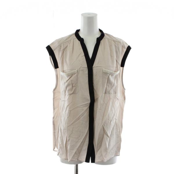 ルカ レディラックルカ LUCA LADY LUCK LUCA シャツ ブラウス F ベージュ 黒 ブラック ノースリーブ Vネック パール装飾 /GG ■GY63 レディース【ブランド】ルカ レディラックルカ LUCA LADY LUCK...