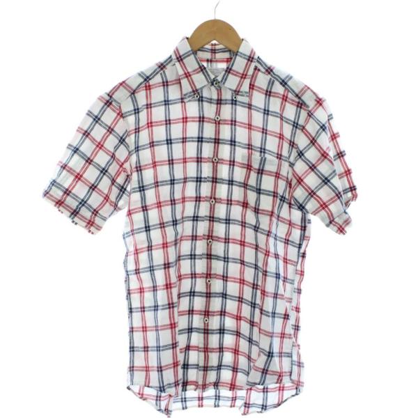 アントヌッチ ANTONUCCI シャツ ボタンダウン L/41 マルチカラー チェック柄 ボタンダウンカラー 半袖 /GG ■GY60 メンズ【表記サイズ】L/41【実寸サイズ】肩幅：44cm　身幅：54cm　着丈：67.5cm　袖丈：2...