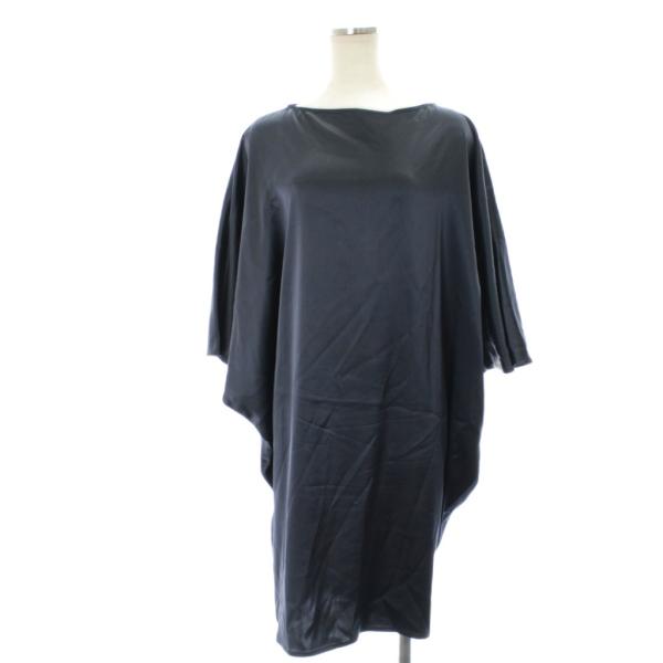 ジャンルカカパンノロ gianluca capannolo ワンピース チュニック ミニ丈 38 ネイビー 無地 ボートネック ドルマンスリーブ 七分袖 【表記サイズ】38【実寸サイズ】身幅：-cm　着丈：89cm　ゆき丈：59cm　　【素...